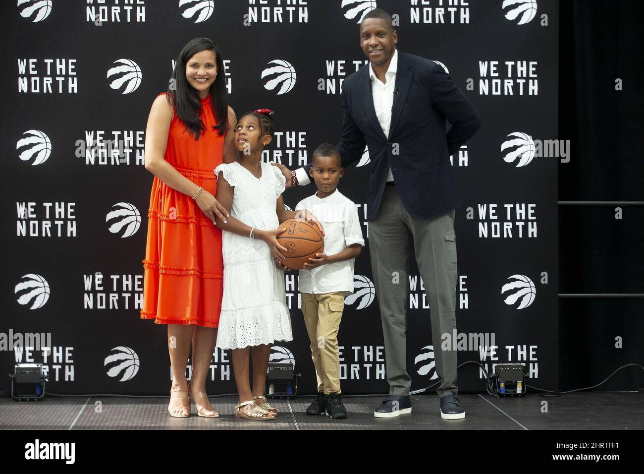 Toronto Raptors executive Masai Ujiri poses for a photo with his wife ...