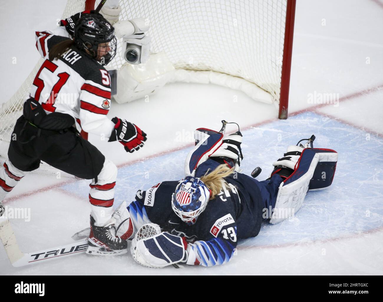 Goalie Alex Cavallini, right, of the United States, reacts after ...