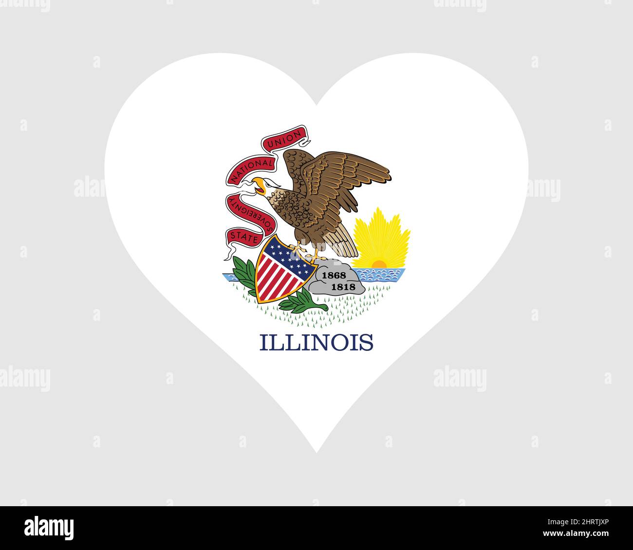 Illinois USA Heart Flag. IL US Love Shape State Flag. Illinois United ...