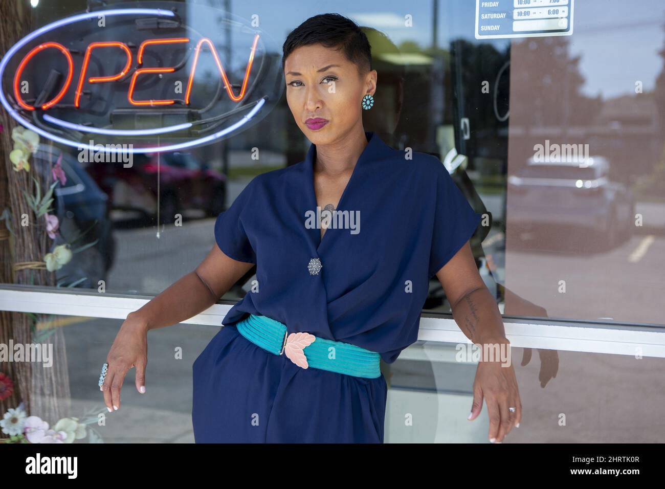 Author and screenwriter Catherine Hernandez is photographed outside Pink Nails and Spa in ...