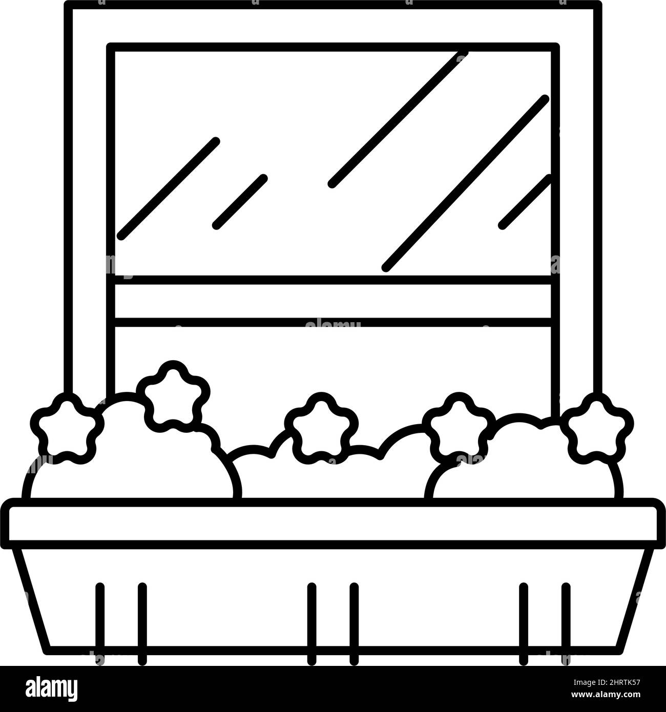 growing domestic plant on window sill pot line icon vector illustration ...