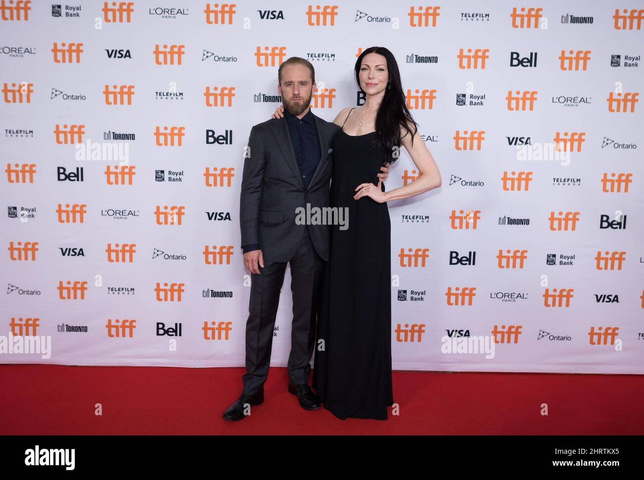 Actors Ben Foster and wife Laura Prepon, pose for a photograph on the ...