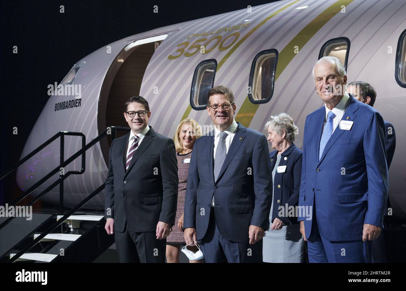 Bombardier president and CEO Eric Martel, left, chairman of the board ...