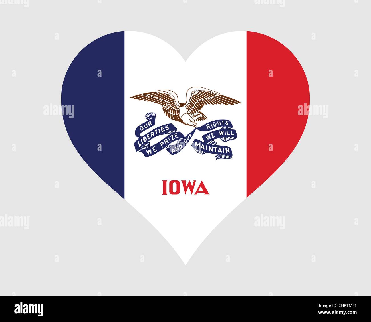 Iowa USA Heart Flag. IA US Love Shape State Flag. Hawkeye State United ...