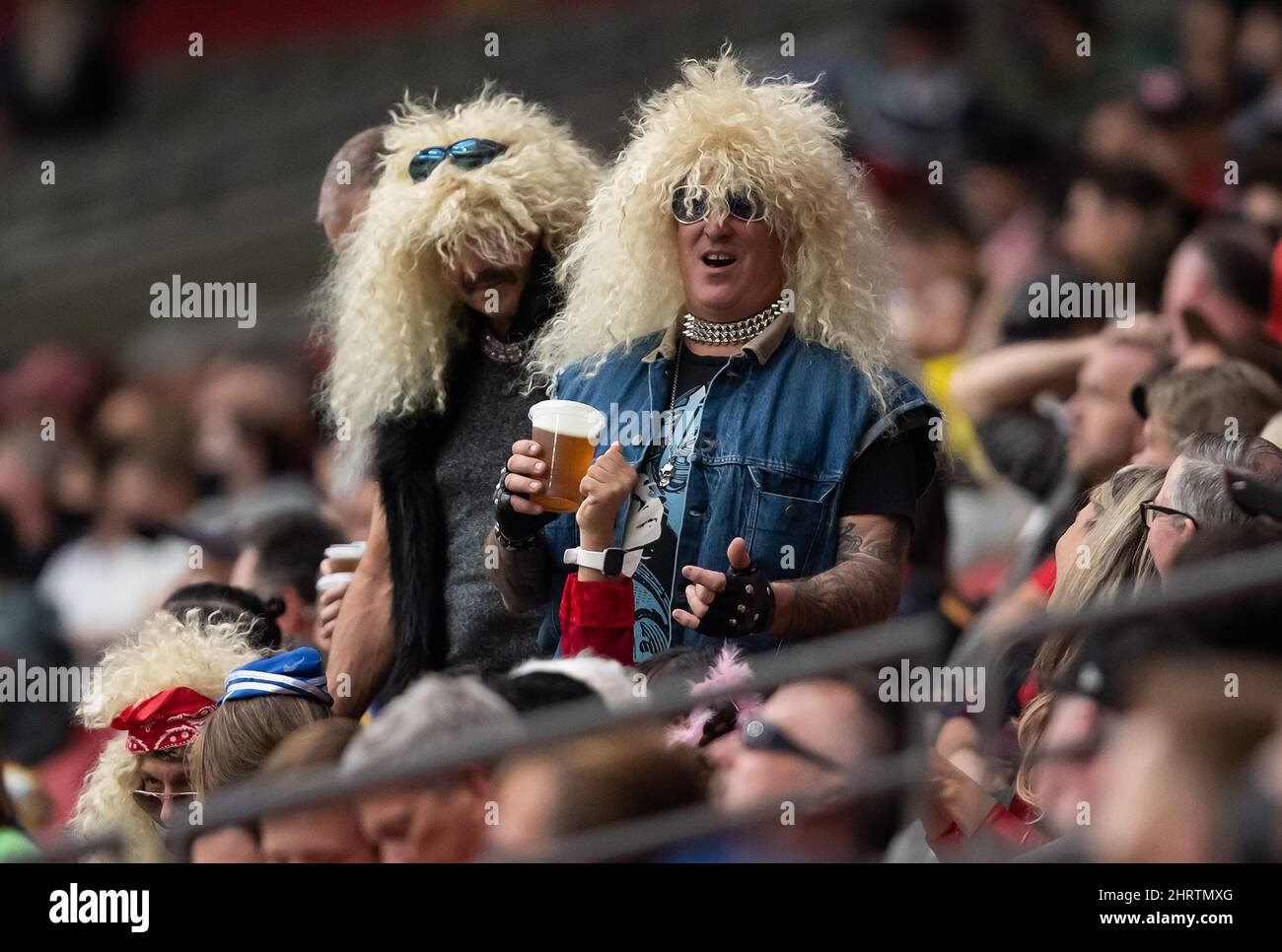 Spectators wearing costumes attend the HSBC Canada Sevens rugby ...