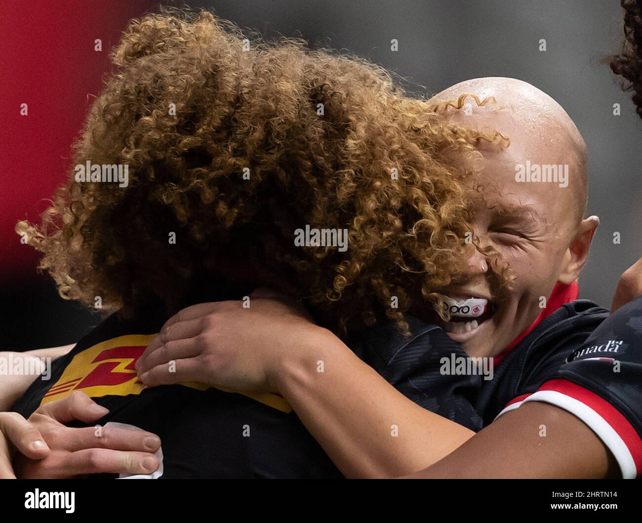 Canada's Olivia Apps, right, and Renee Gonzalez celebrate Gonzalez's ...