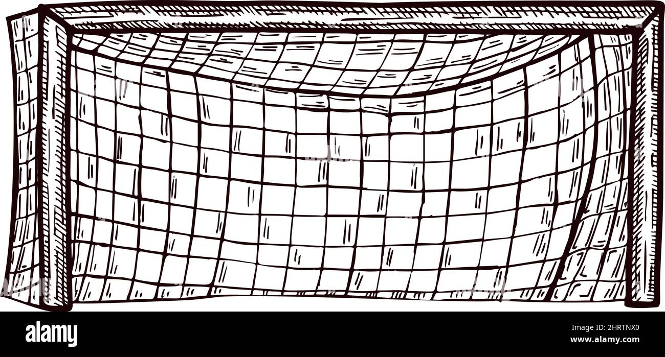 Football gate sketched isolated. Vintage sport elements for goalkeeper ...