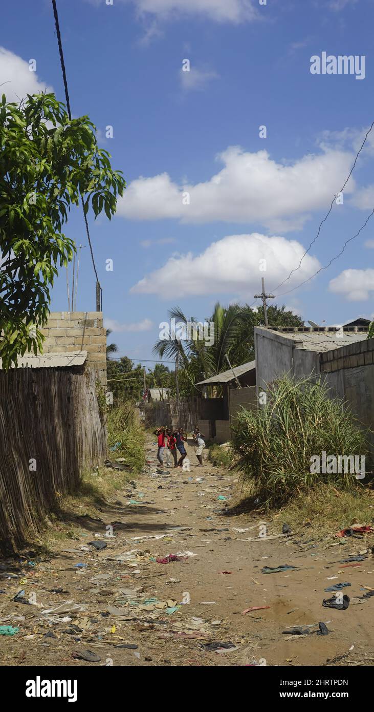 View of children playing on the streets of Montepuez, Mozambique Stock ...