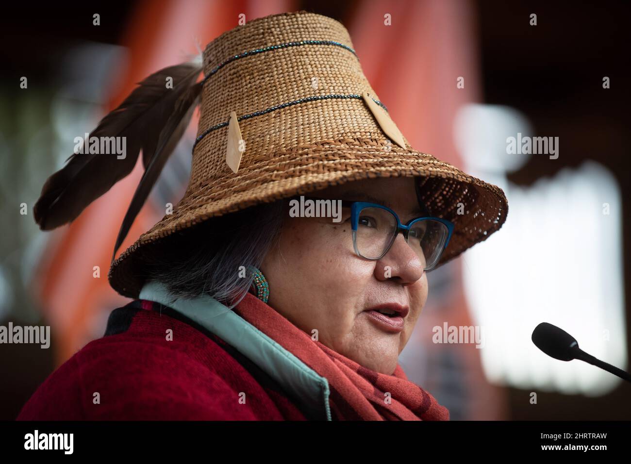 Assembly of First Nations National Chief RoseAnne Archibald wears a hat ...