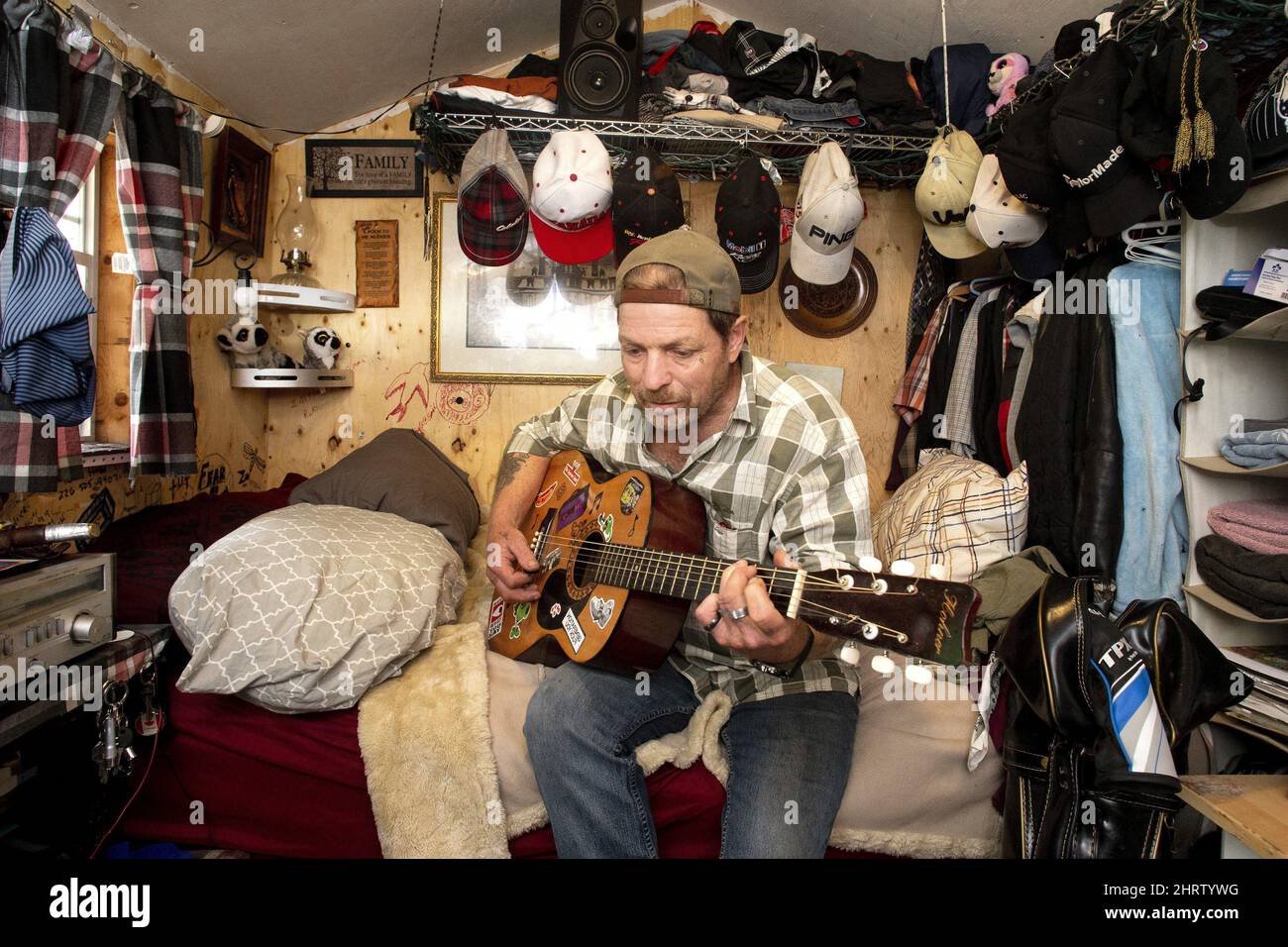 Richard (Rick) King is pictured in his home in the "A Better Tent City ...