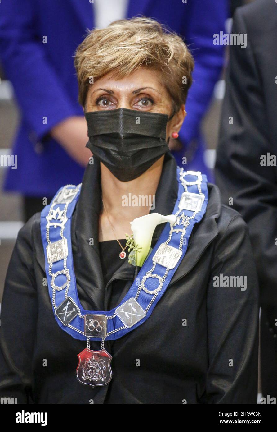 Jyoti Gondek wears her chain of office after being sworn-in as the new ...