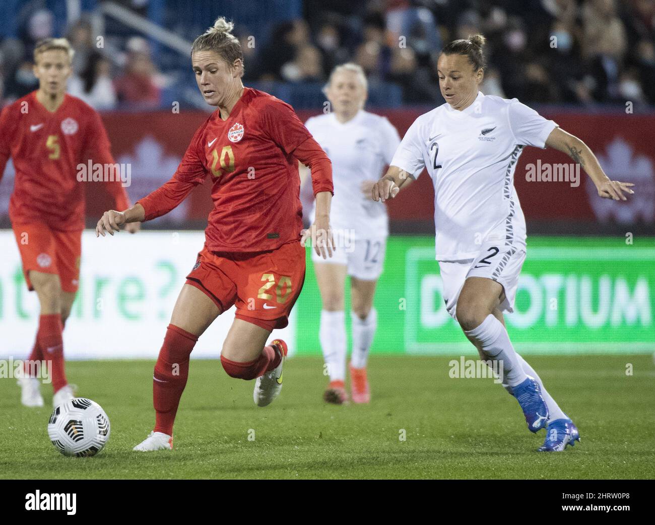 Canadaâ€™s Sophie Schmidt (20) breaks away from New Zealandâ€™s Ria ...