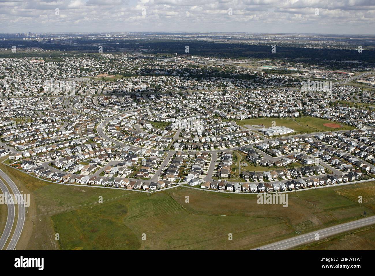 Urban sprawl on the outer limits of Calgary seen from the air Sept. 6 ...