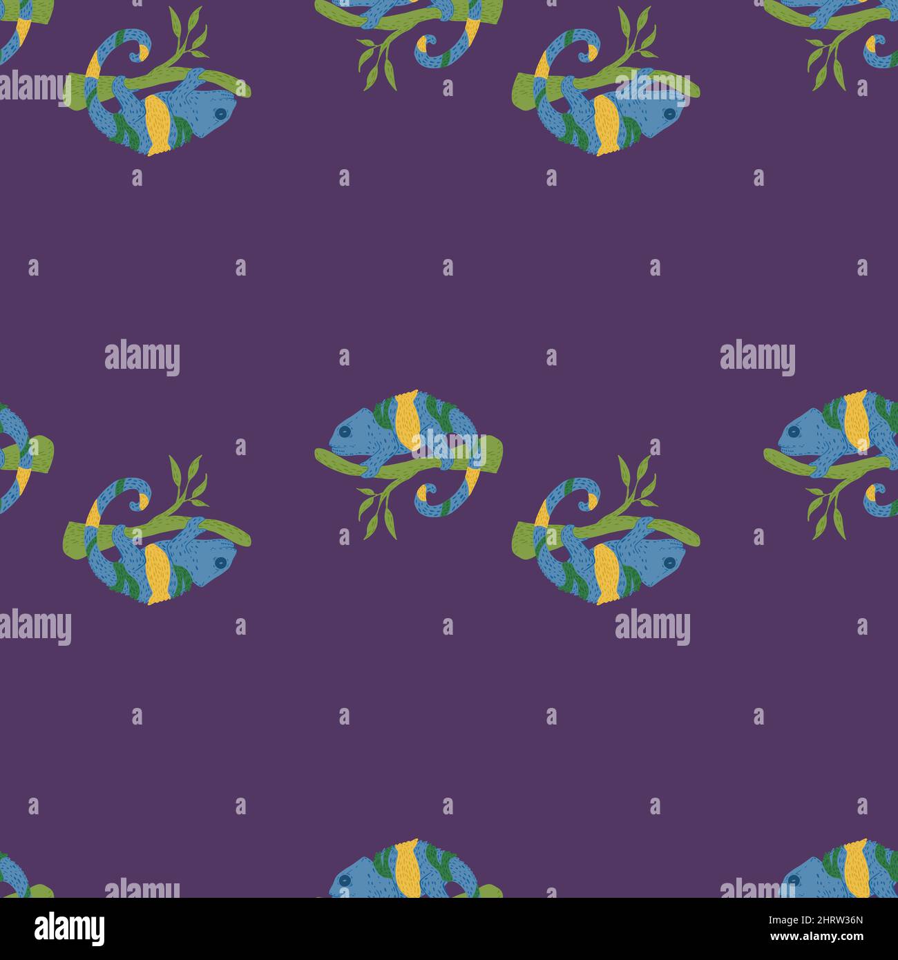 Chameleon seamless pattern. Background of tropical lizard. Repeated ...