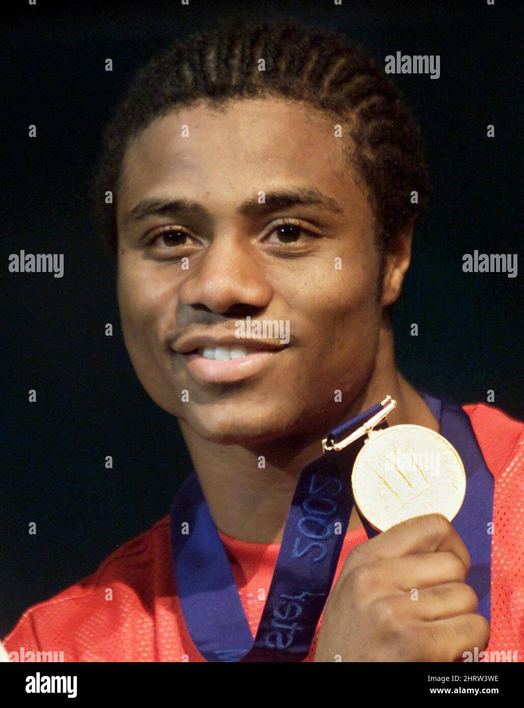 Jean Pascal displays his gold medal after his victory in the 63.5 kg ...