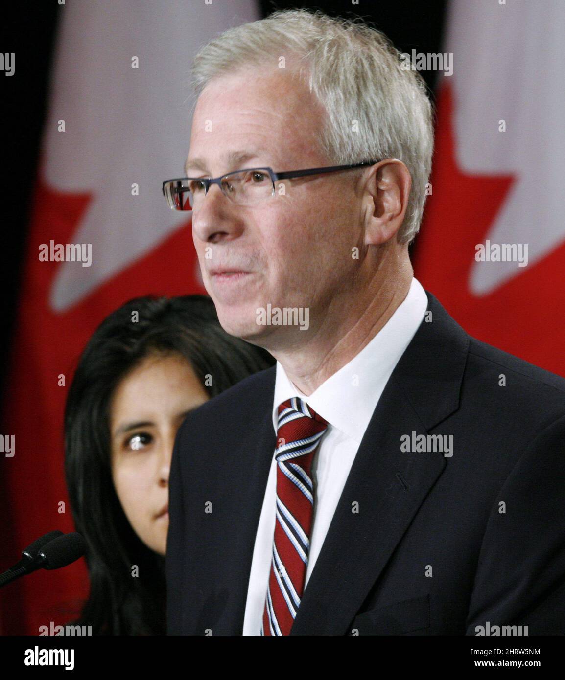 Jeanne Dion watches her father Liberal Leader Stephane Dion speak to ...
