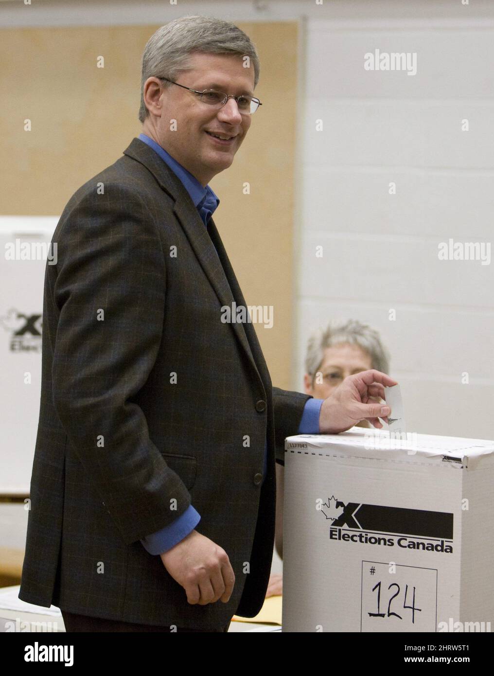 Conservative Party leader Stephen Harper casts his ballot in the 2008 ...