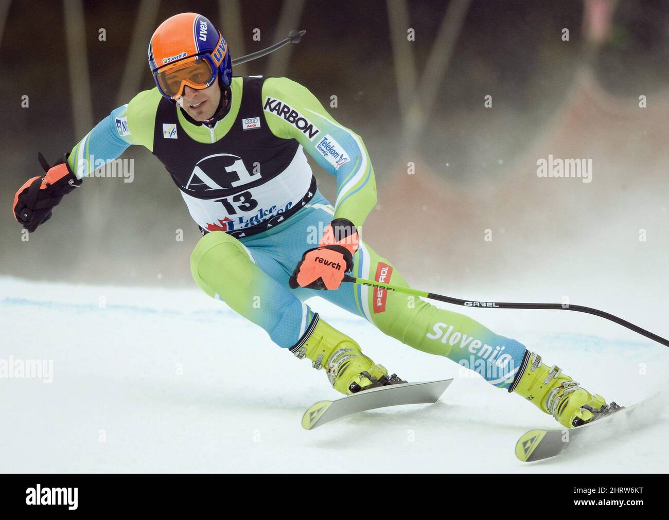 Andrej Jerman of Slovenia blasts down the course on his way to 17th ...