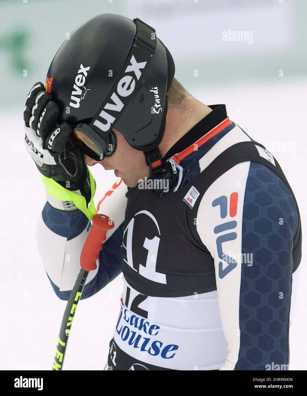Patrick Staudacher of Italy reacts to his 32nd place finish at the men ...