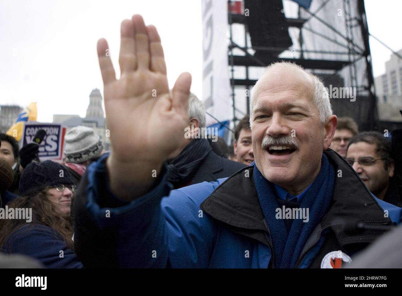 NDP Leader Jack Layton meets supporters at a pro-coalition rally in ...