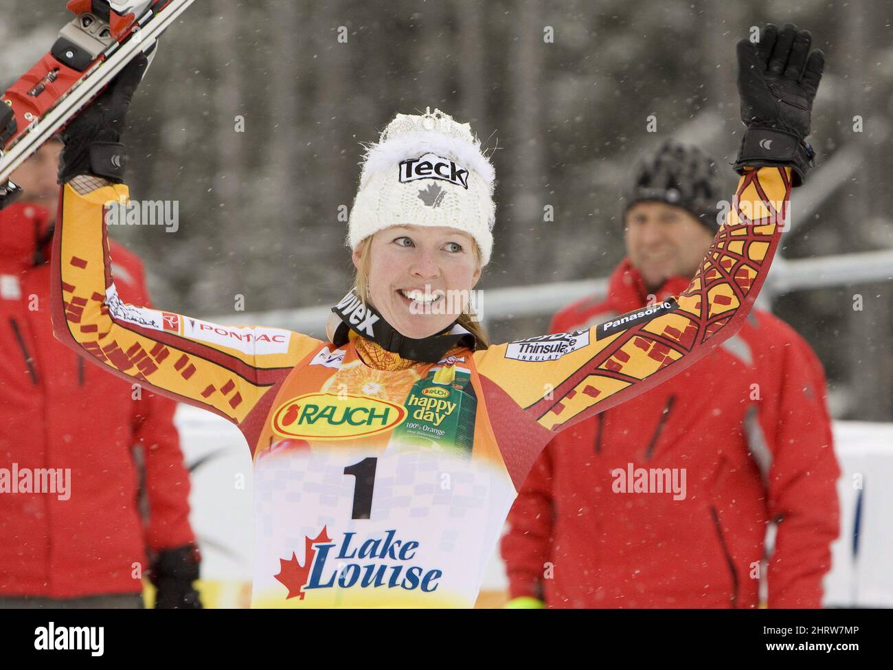 Canada's Kelly Vanderbeek reacts to her 7th place finish during the ...