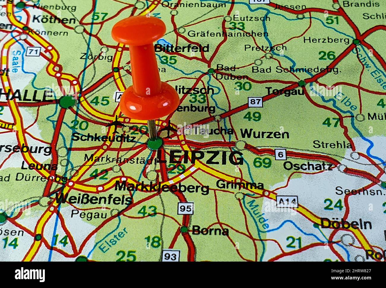 Closeup of the location on the map of Leipzig, Germany Stock Photo - Alamy