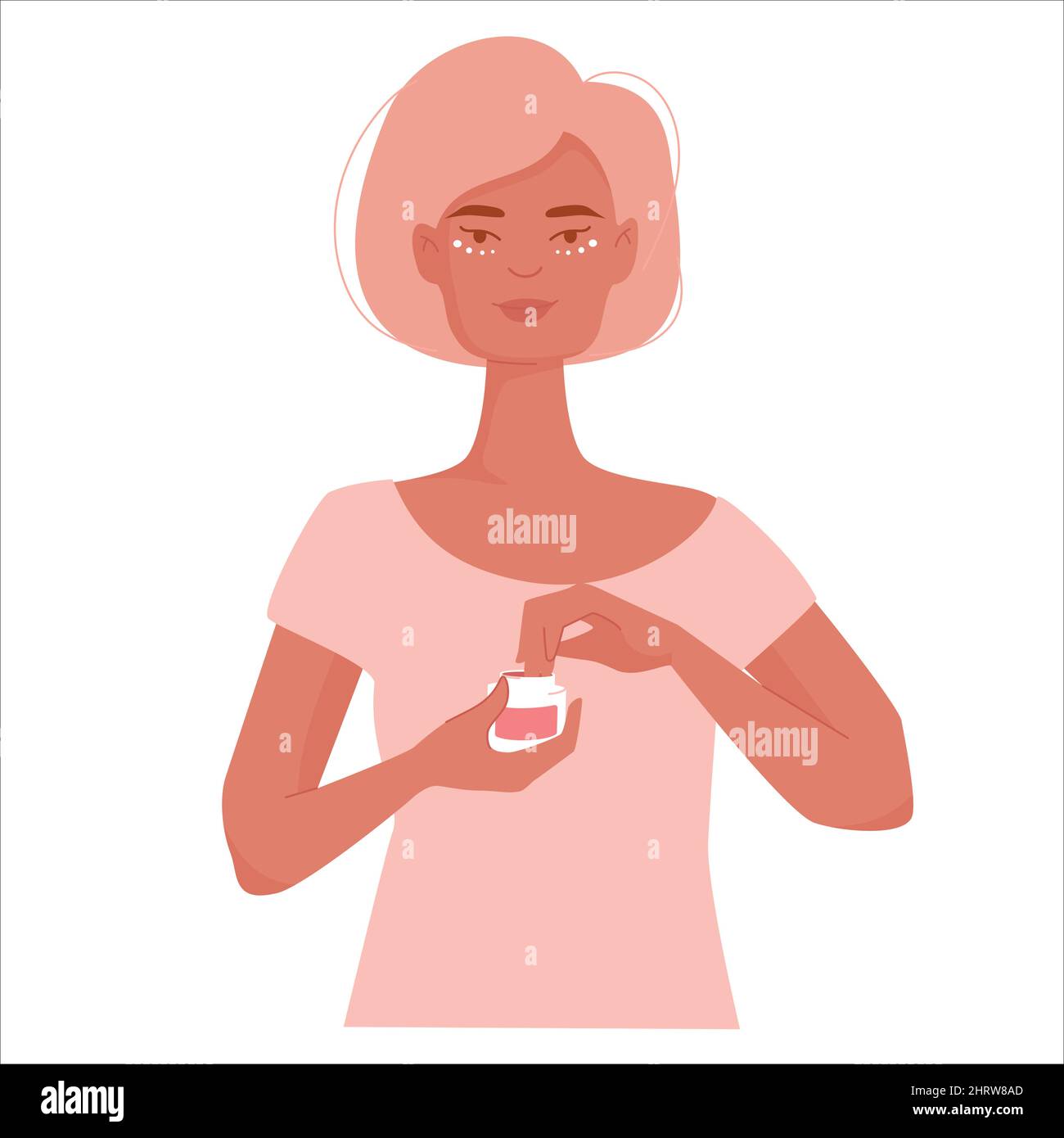 Pretty Blonde Lady Apply Eye Cream on Face Stock Vector Image & Art - Alamy