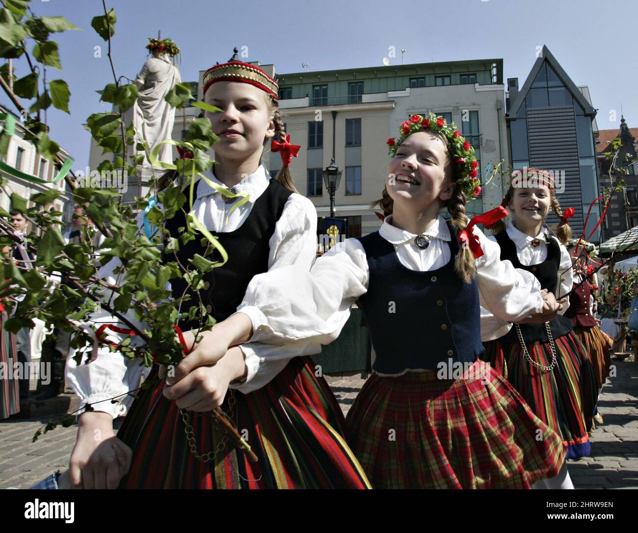 ** FILE ** Young Latvian dancers perform a traditional dance ...