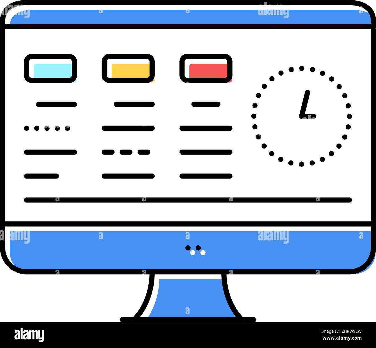 tasks on computer screen color icon vector illustration Stock Vector ...
