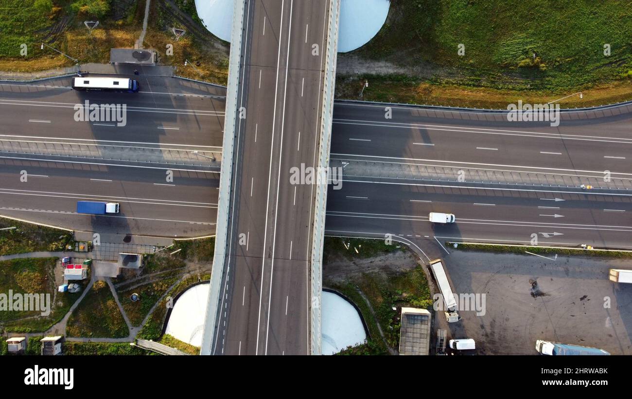 Aerial view traffic along bridge highway hi-res stock photography and ...