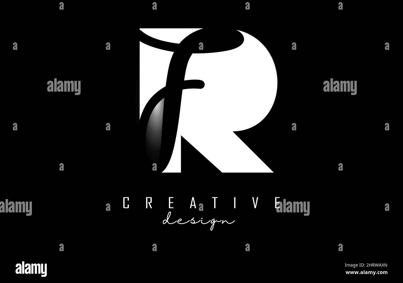 White and Black Letters RF logo with a minimalist design. Letters R and ...