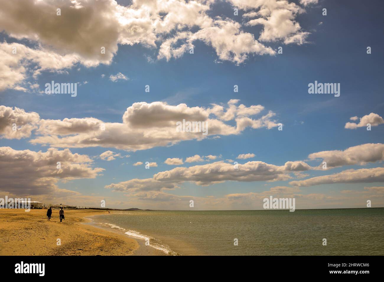 Sunny Mediterranean sand beach in southern France Stock Photo - Alamy