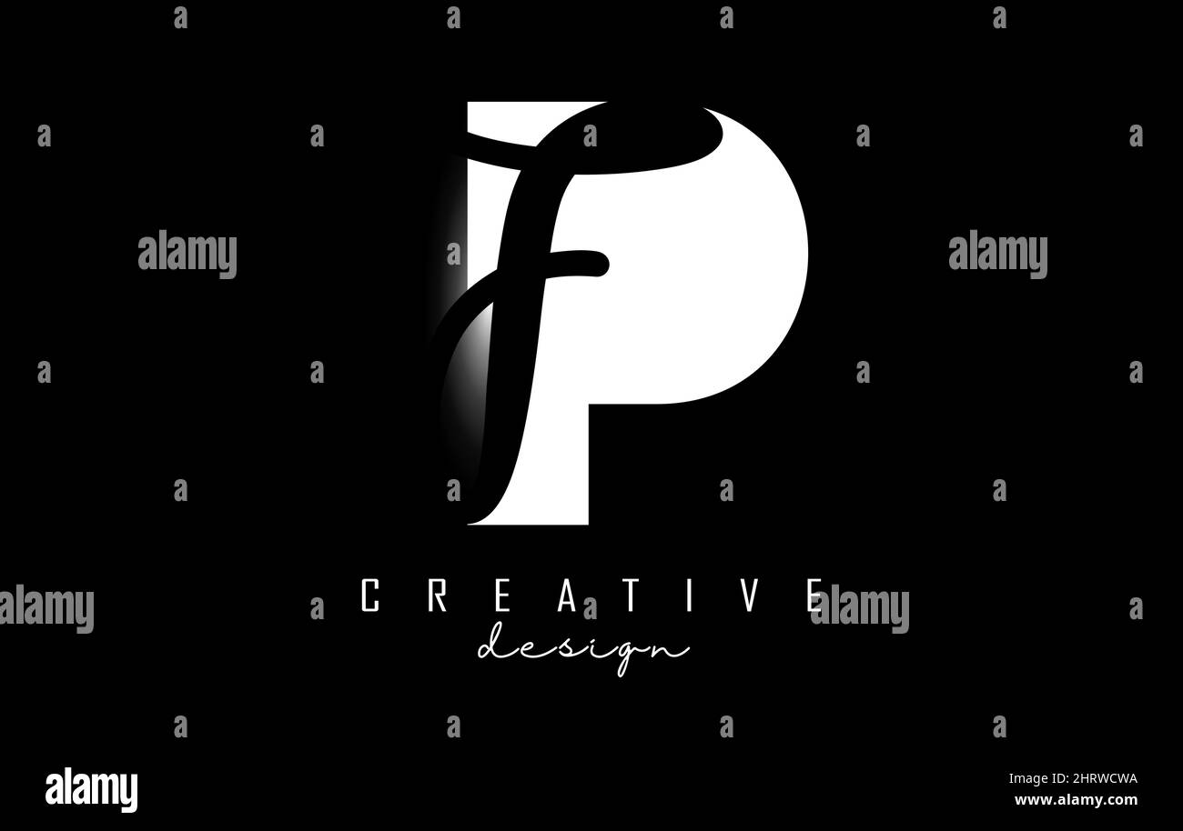 White and Black Letters PF logo with a minimalist design. Letters P and ...