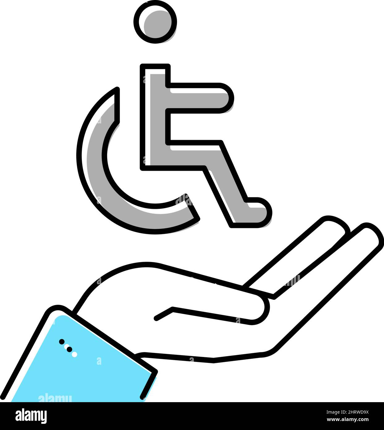 hand hold disabled human sign color icon vector illustration Stock ...
