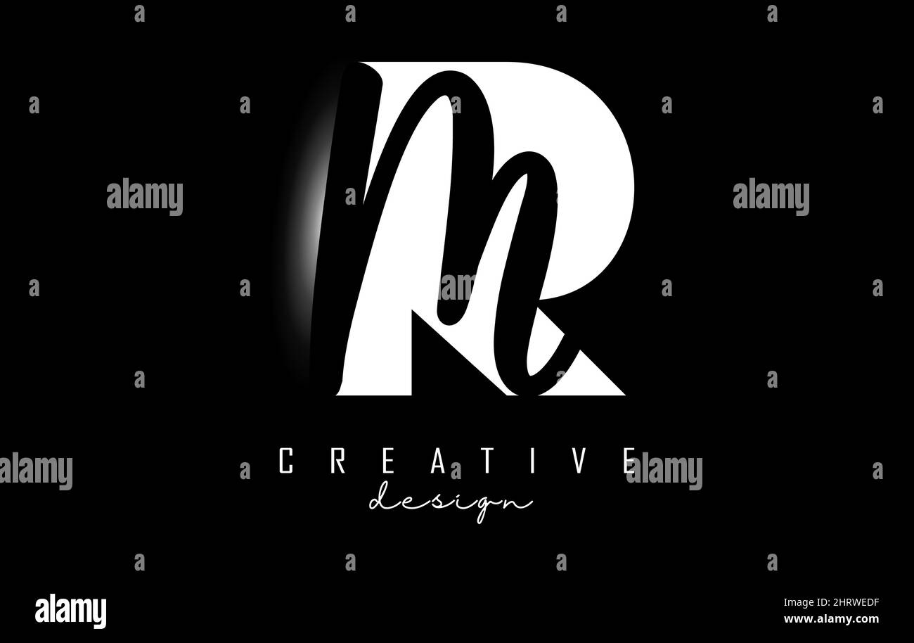 White and Black Letters RM logo with a minimalist design. Letters R and ...