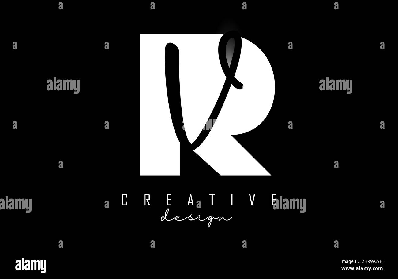 White and Black Letters RV logo with a minimalist design. Letters R and ...