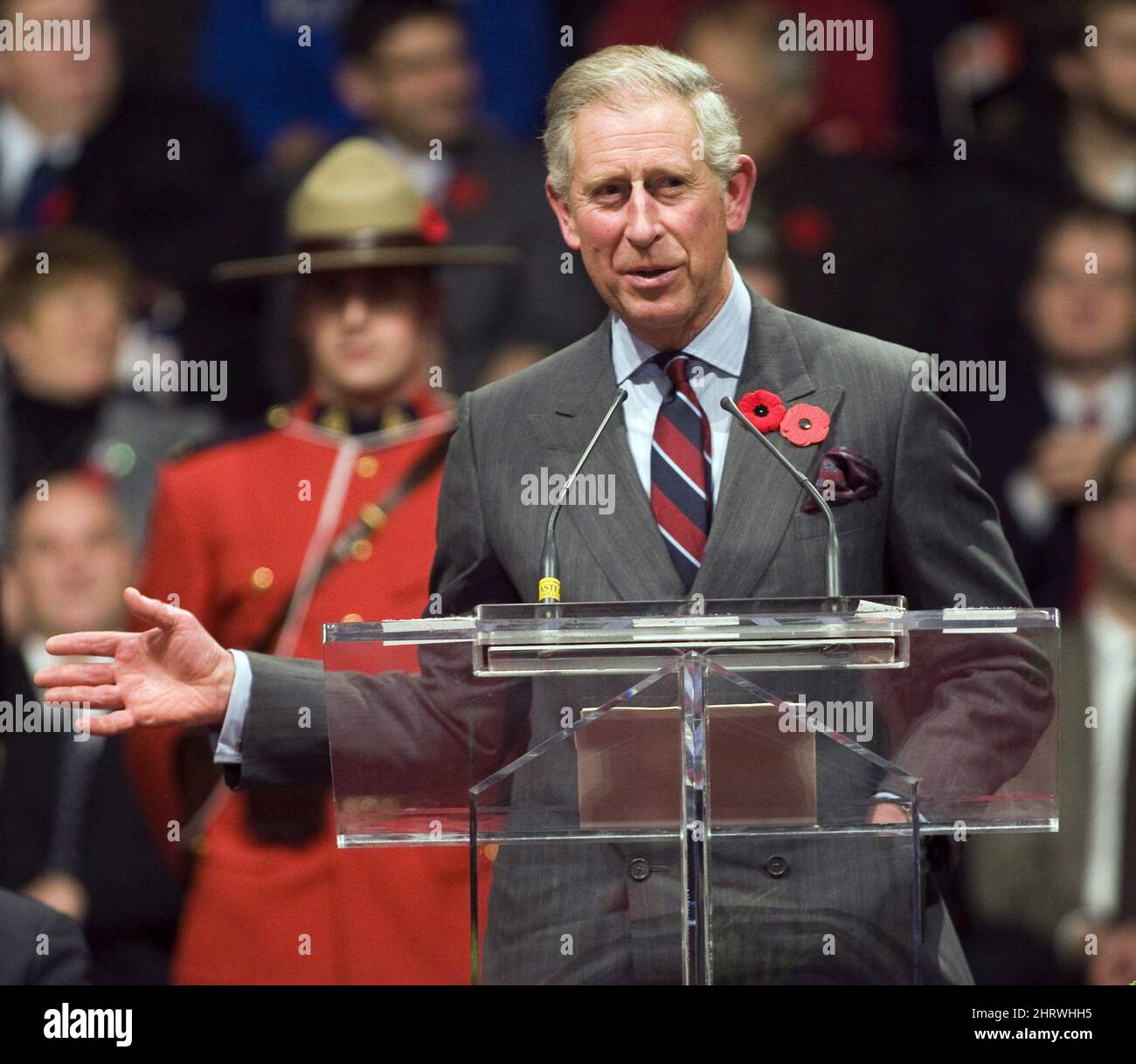 Prince Charles addresses the crowd during welcoming ceremonies Monday ...