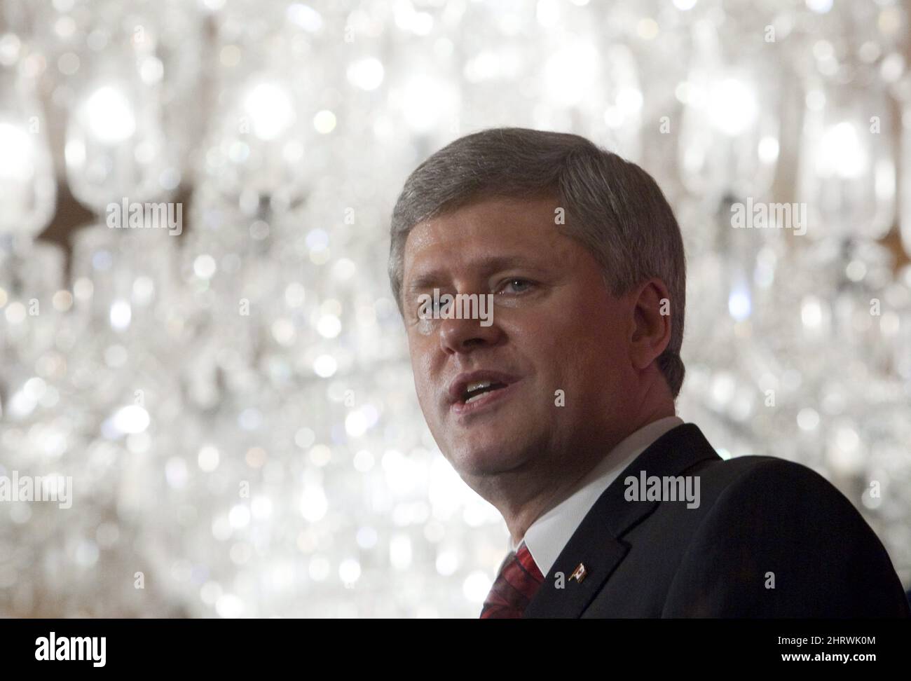 Canadian Prime Minister Stephen Harper delivers the keynote address to ...