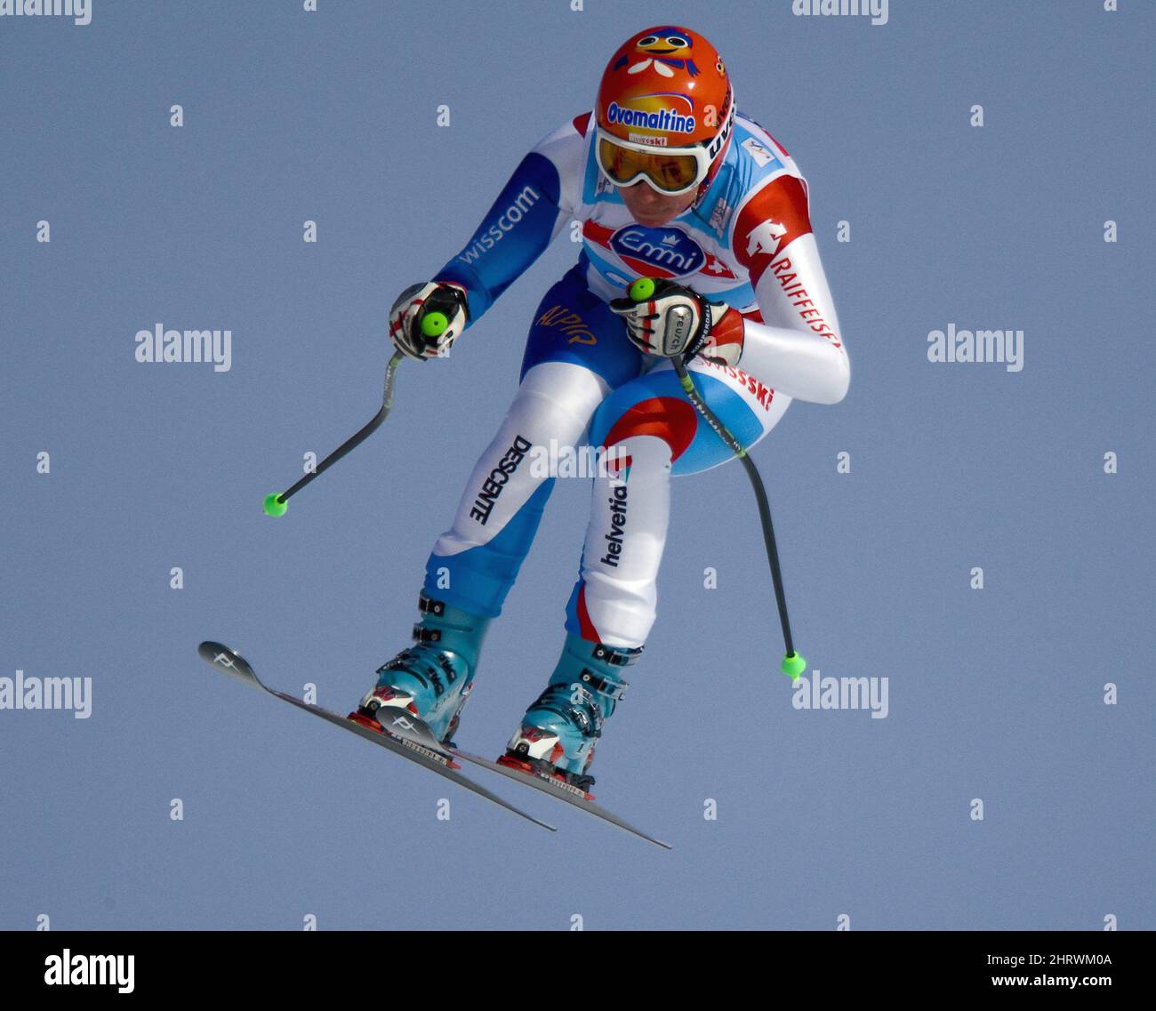 Nadia Styger of Switzerland soars down the course on her way to the ...