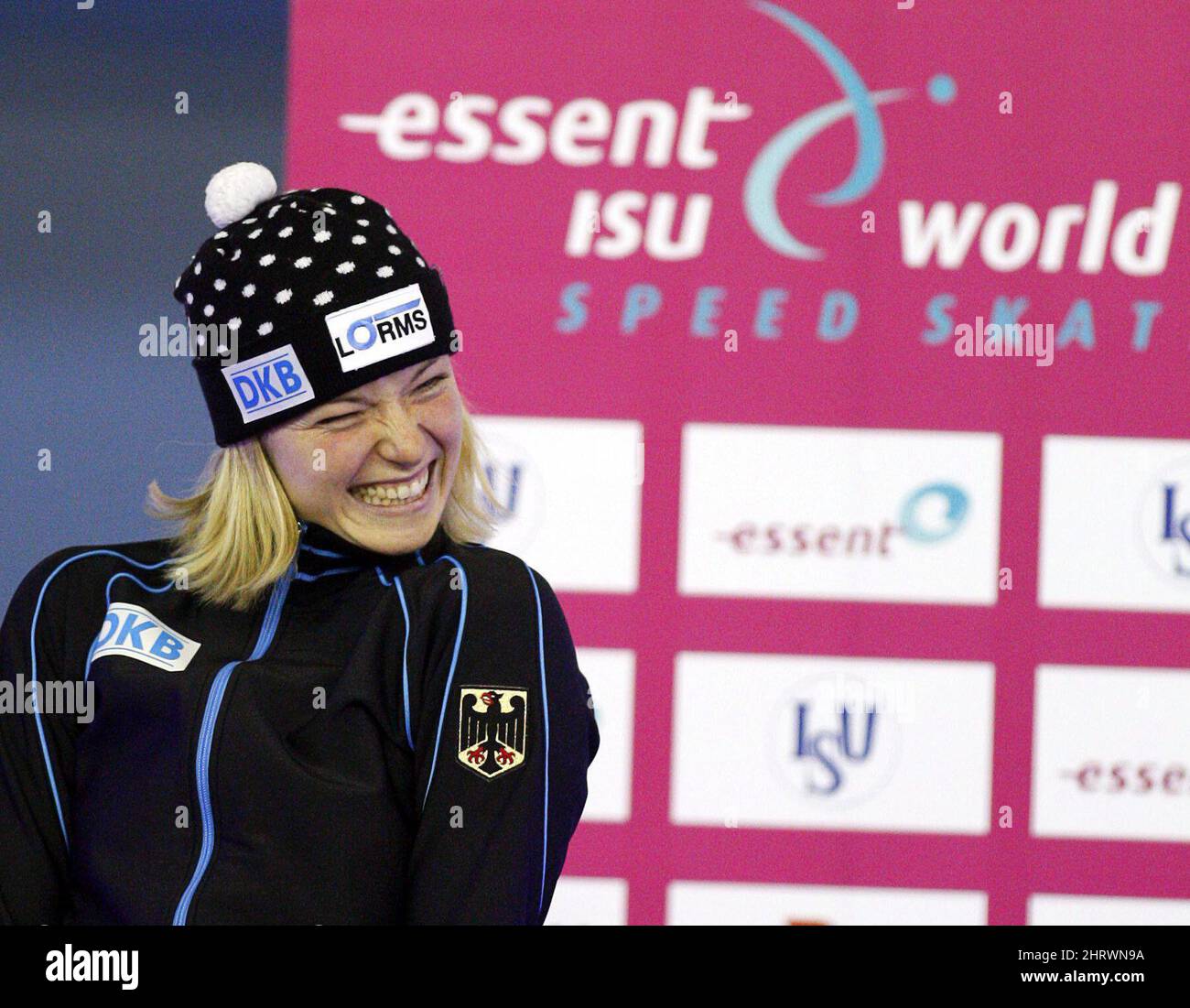 Germany's Monique Angermuller celebrates her third place finish on the ...