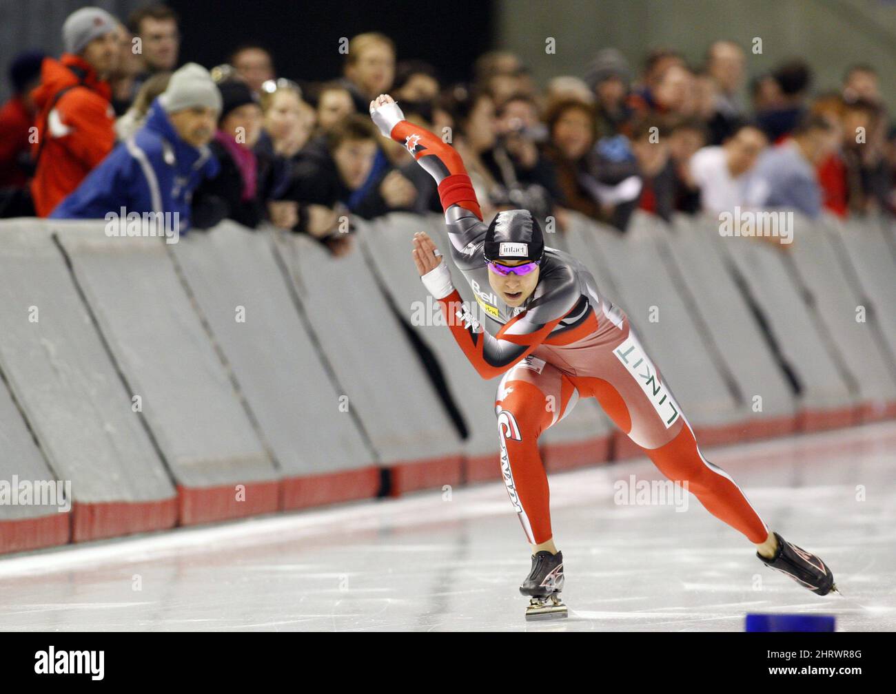 Shannon Rempel, from Winnipeg, Man., competes in the women's 500-metre ...