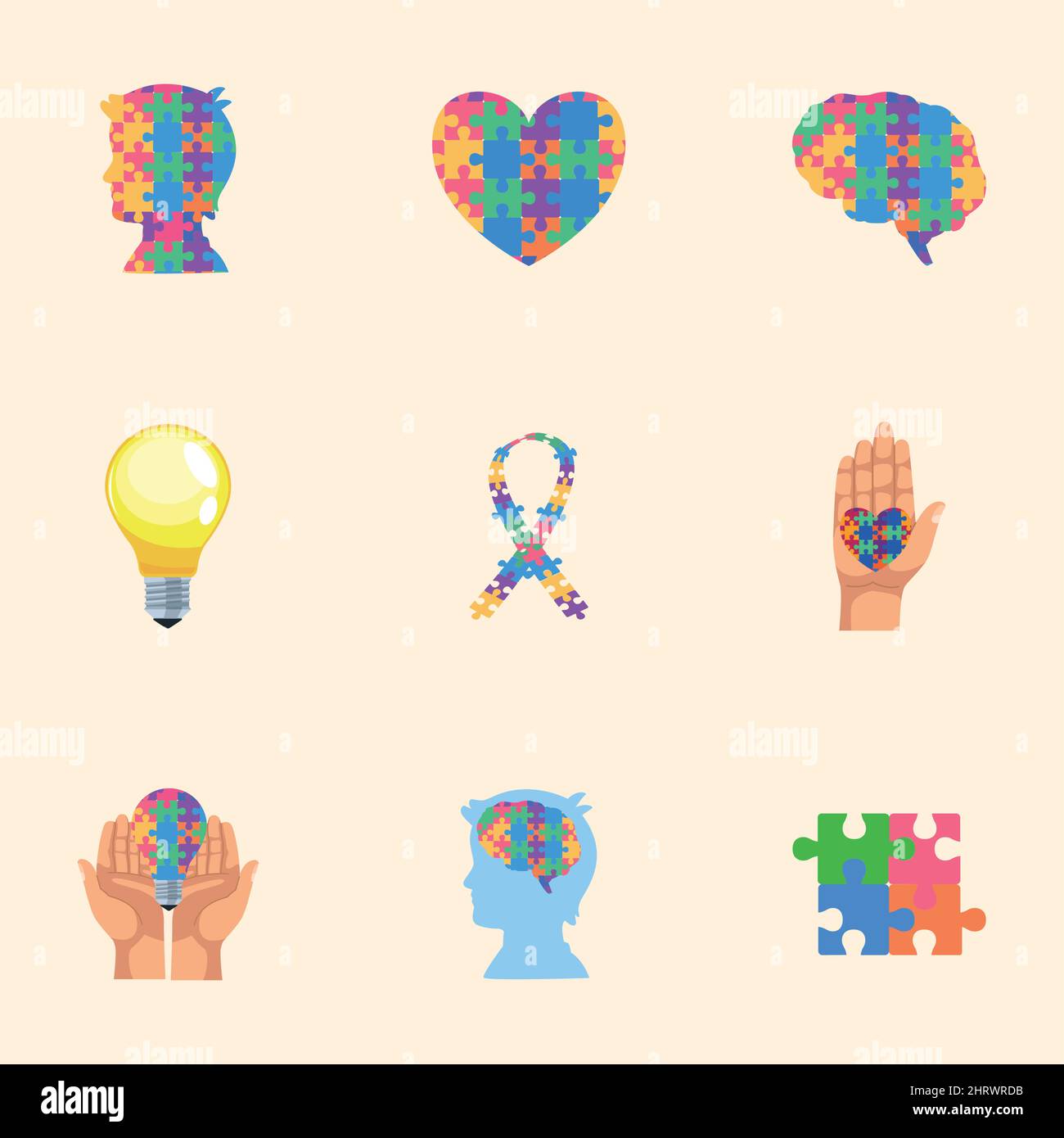 nine autism day icons Stock Vector Image & Art - Alamy