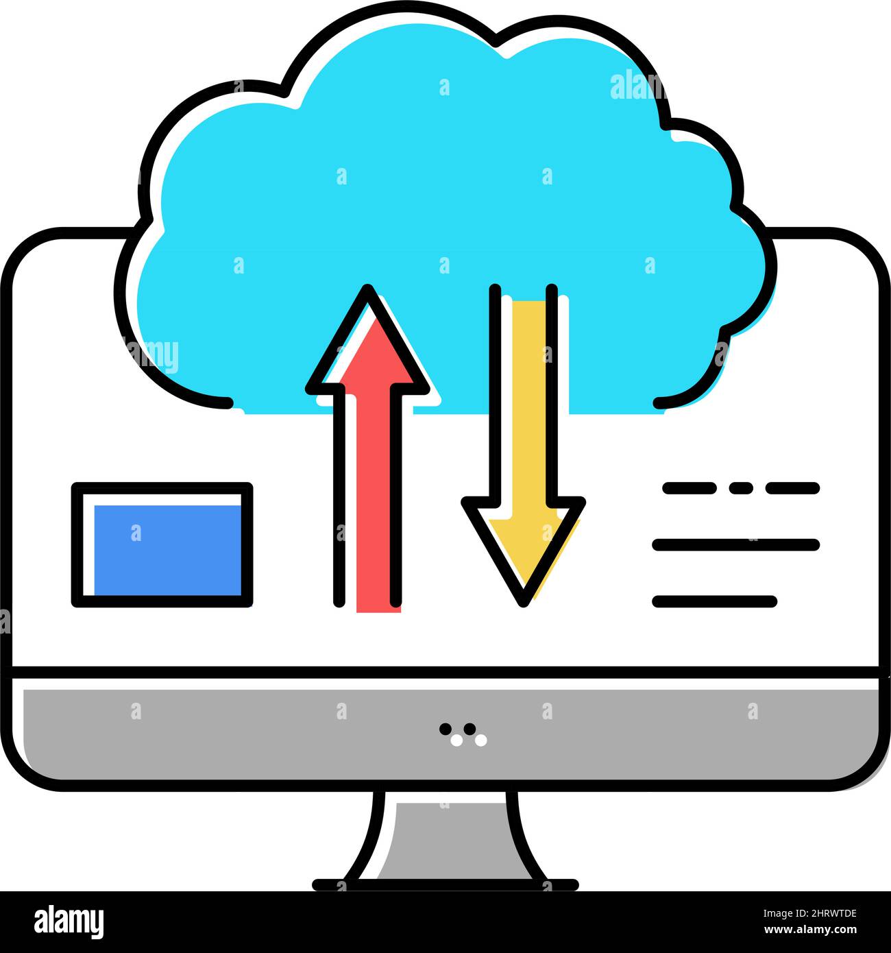 download and upload from cloud digital processing color icon vector ...