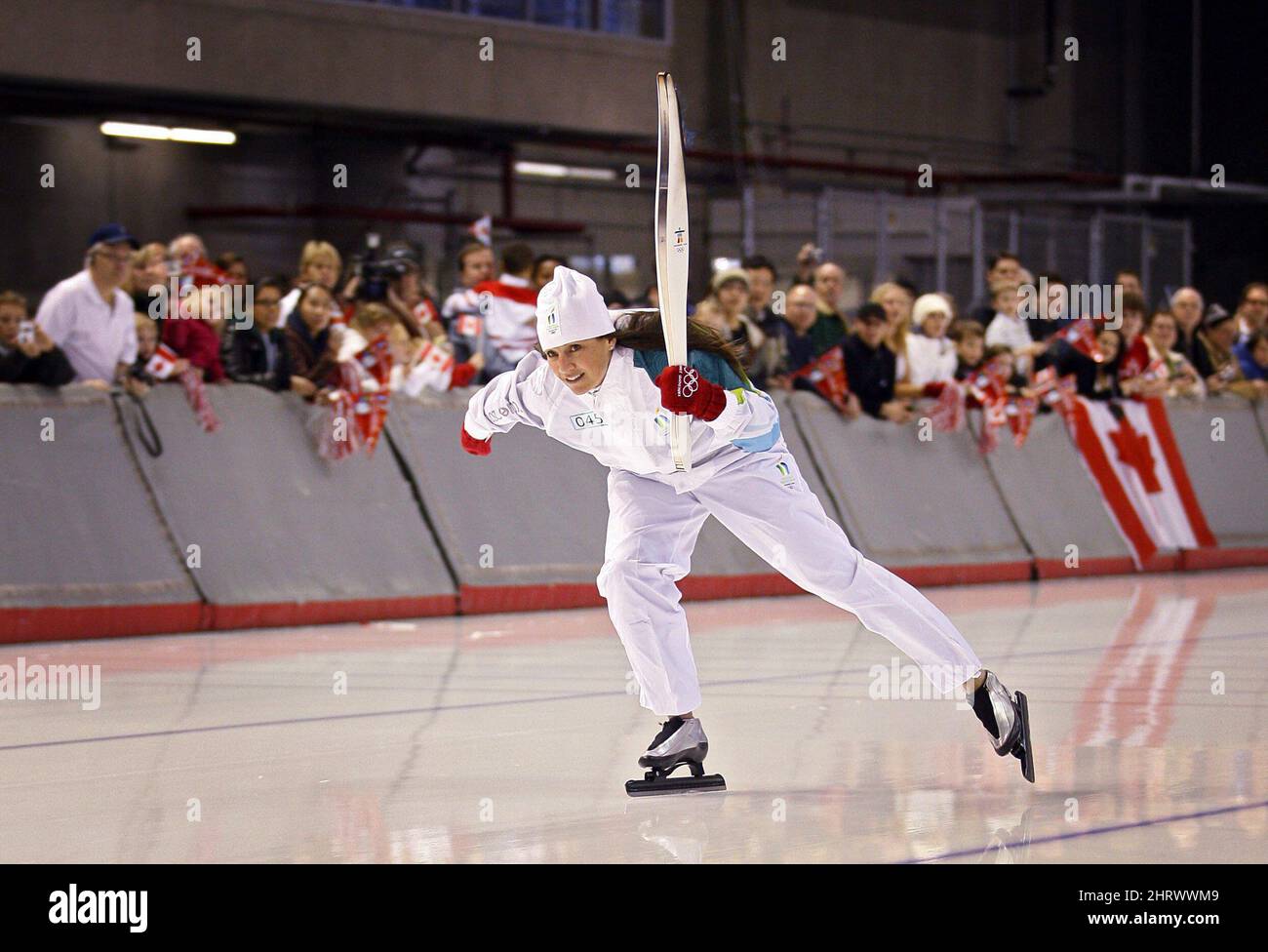 Former Olympic speedskater Susan Auch skates around the Olympic Oval ...