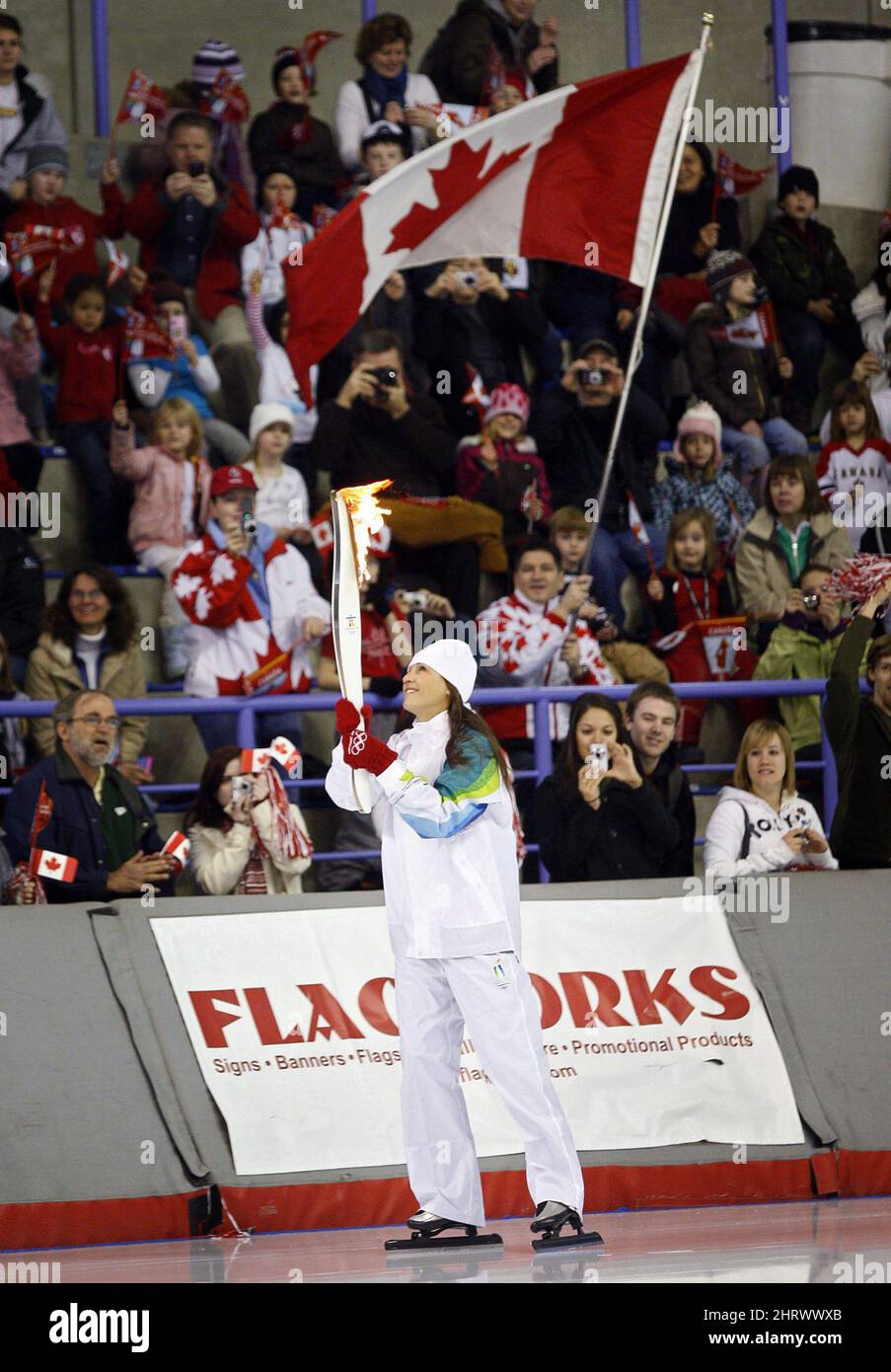 Former Olympic speedskater Susan Auch skates around the Olympic Oval ...
