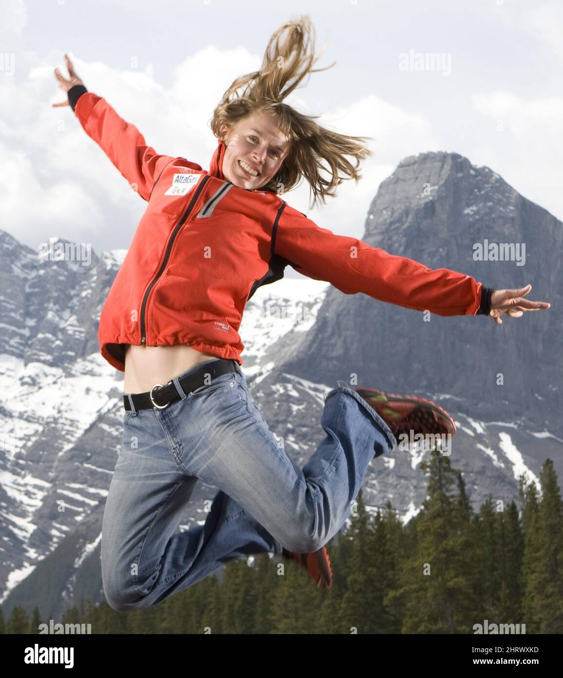 FILE--Canadian cross country skier Sara Renner jumps in the air during ...