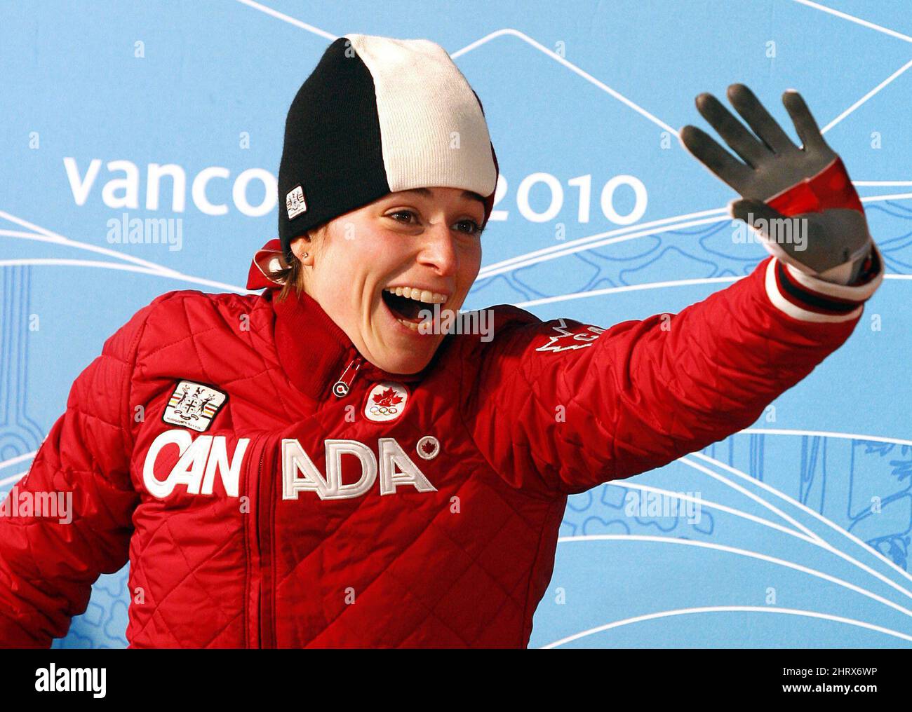 Canada's Amy Gough waves to the crowd after her final run in women's ...