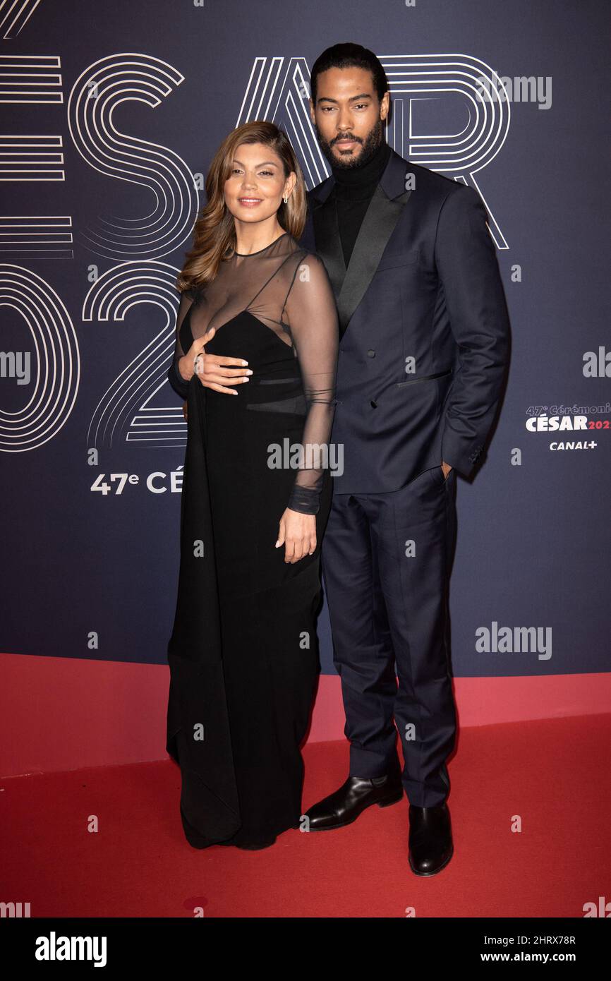Paris, France. 26th Feb, 2022. Nawell Madani and Djebril Zonga arrive ...