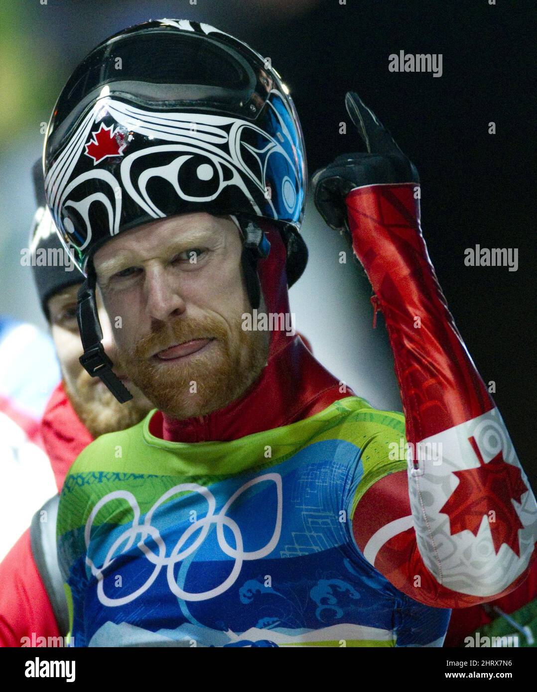 Jon Montgomery of Canada celebrates his gold medal win in the men's ...