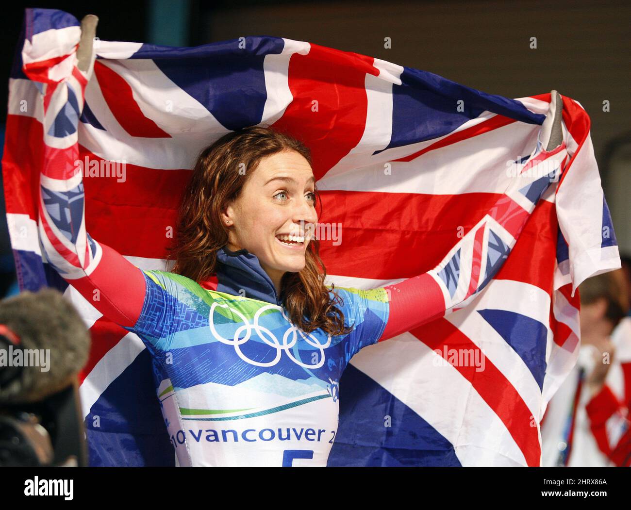 Great Britain's Amy Williams celebrates her gold medal in women's ...